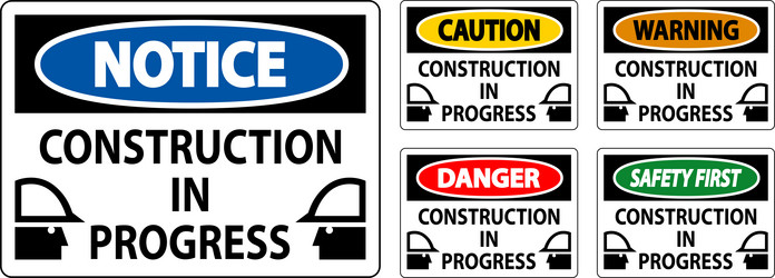 Warning sign construction in progress Royalty Free Vector