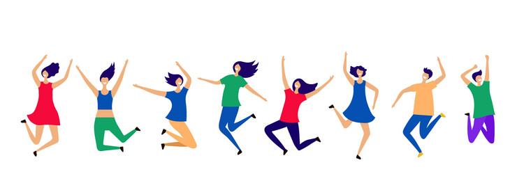 Happy jumping office team smiling people Vector Image