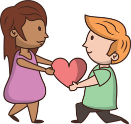 Kids in love cartoon Royalty Free Vector Image