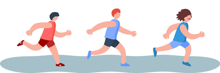 Three people running in a sports Royalty Free Vector Image