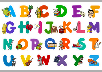 Alphabet with cartoon characters set Royalty Free Vector