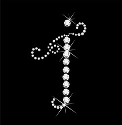 H italic letter with diamonds Royalty Free Vector Image