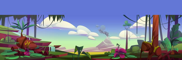 Prehistoric landscape cartoon tropical background Vector Image