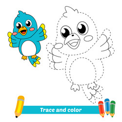 Trace and color for kids bird Royalty Free Vector Image