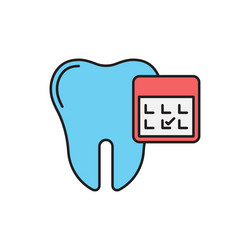 Calendar with tooth icon symbol isolated on white Vector Image