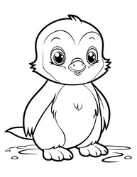 Cute penguin coloring page drawing for kids Vector Image