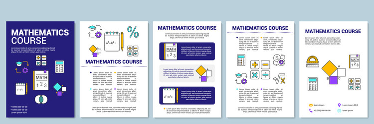 Algebra course math lessons brochure template Vector Image