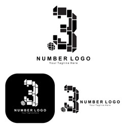 Number 3 three logo design premium icon Royalty Free Vector