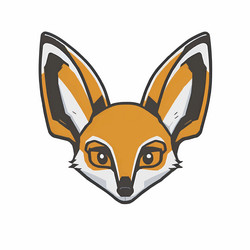 Cartoon bat eared fox head on white background Vector Image