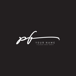 Pf initial logo in signature style Royalty Free Vector Image