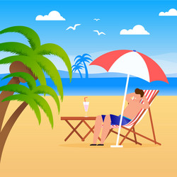 Beach Chair Man Sitting Vector Images (over 240)