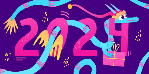 Banner design template for 2024 year Royalty Free Vector