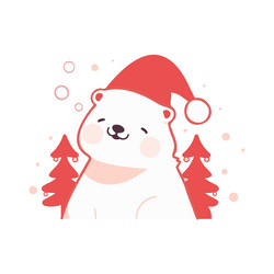 Cute christmas bear in flat style isolated Vector Image