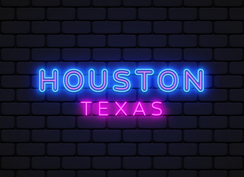 Houston neon in american style on light background