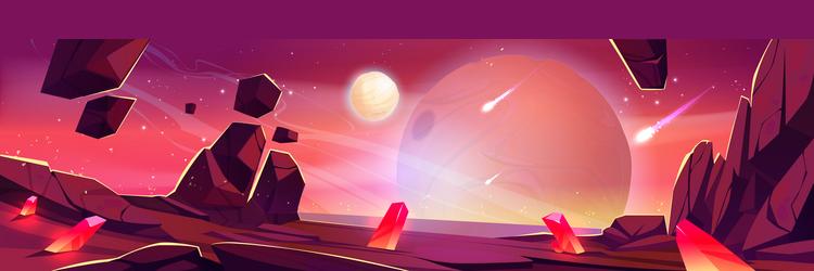 Cartoon green exploding cracking space planet Vector Image