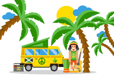 Rastafarian cartoon character on jamaica rastaman Vector Image