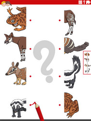 Cute donkey cartoon complete the puzzle Royalty Free Vector