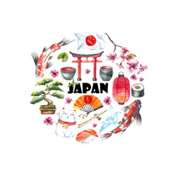 Symbols japan traditional cultural signs Vector Image