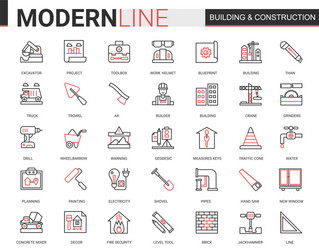 Construction and building tools flat line Vector Image