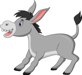 Cartoon Happy Donkey Isolated On White Background Vector Image