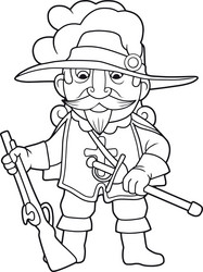 Funny cartoon musketeer Royalty Free Vector Image