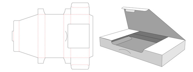 Box and insert with woman portrait shaped window Vector Image