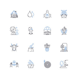 Soil science line icons collection geology Vector Image