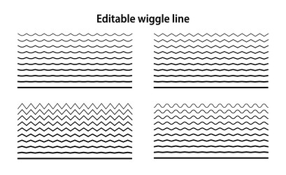 Editable wiggle lines set of wavy curves Vector Image