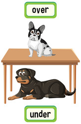 Opposite words for over and under Royalty Free Vector Image