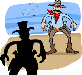 American western cowboy duel gunfight Royalty Free Vector