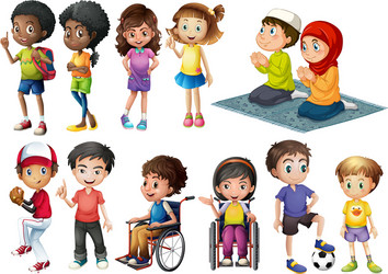 Set muslim children Royalty Free Vector Image - VectorStock