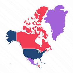 Doodle map of north america with countries Vector Image