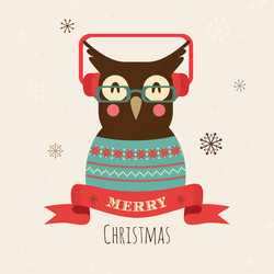 Merry christmas greeting background with an owl Vector Image