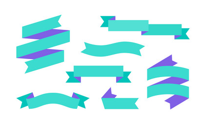 Green hanging curved ribbon banners set eps10 Vector Image