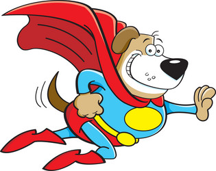 Cartoon superhero dog with a sign Royalty Free Vector Image