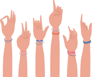 Signs hands with wristbands design Royalty Free Vector Image