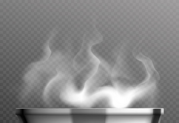Steaming smoke hot steam stream smoking cloud Vector Image