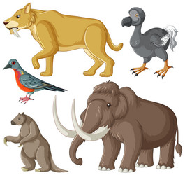 A set of extinct animals Royalty Free Vector Image