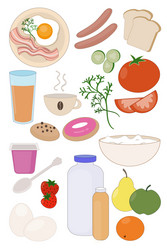 Cartoon breakfast morning drink and food cup Vector Image
