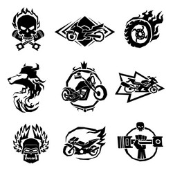 Set of biker label elements Royalty Free Vector Image