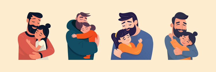 Cartoon flat characters - father and his little Vector Image