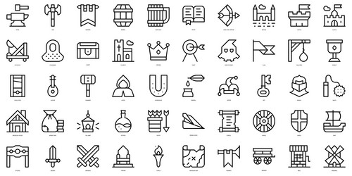 Set of thin line medieval icons Royalty Free Vector Image Set of thin line medieval icons Royalty Free Vector Image