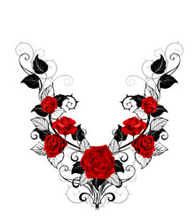 Three red roses for tattoo Royalty Free Vector Image