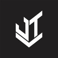 Jt logo monogram with piece circle ribbon style Vector Image