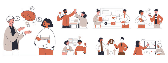 Business office workers outline employers Vector Image