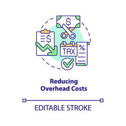 Reducing overhead costs blue gradient concept icon