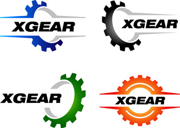 Wrench gear logo flat design Royalty Free Vector Image