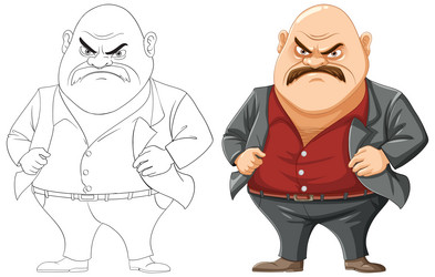 Grumpy bald middle-age mafia man cartoon character