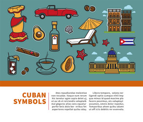 Collection of cuban icons Royalty Free Vector Image