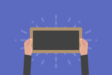 Hand holding sign board chalkboard Royalty Free Vector Image